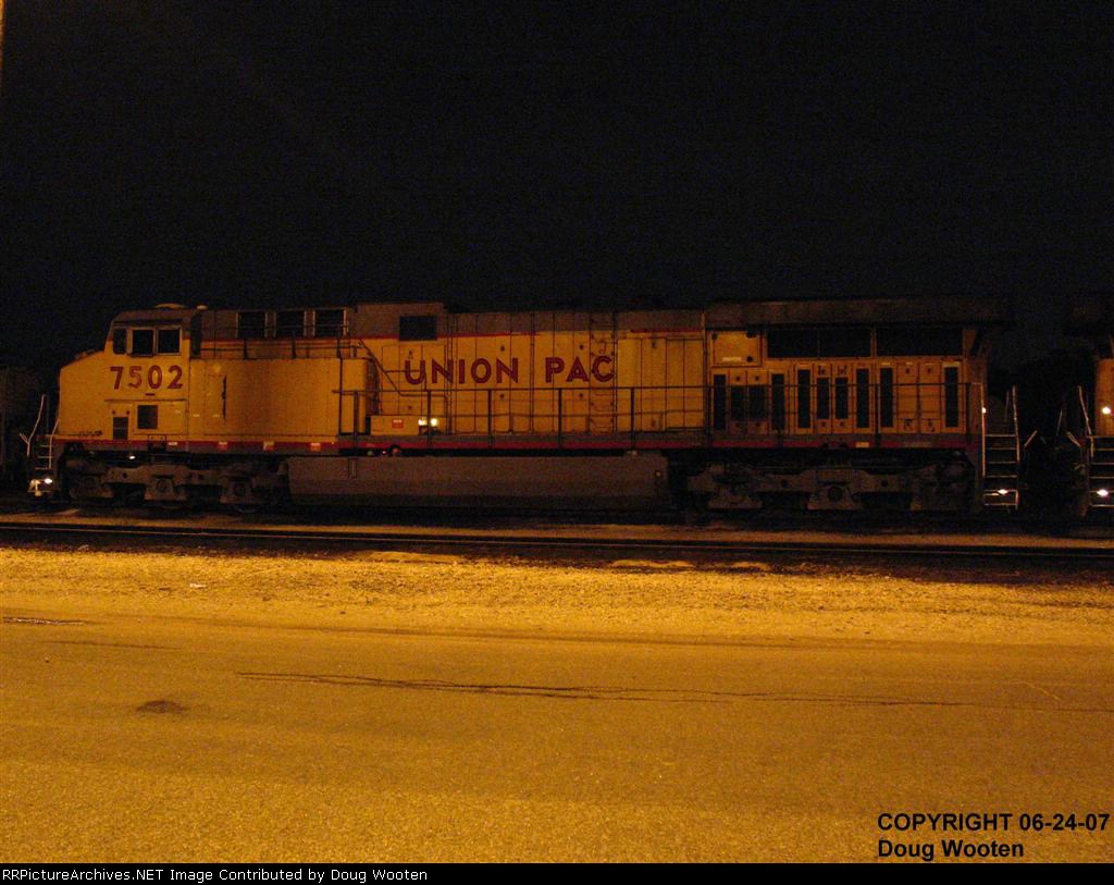 UP 7502 is sitting in UP's Strang Yd.